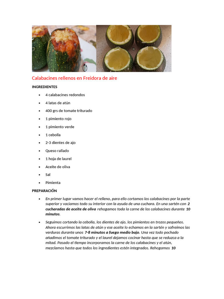 Calabacines Rellenos en Freidora de Aire | PDF
