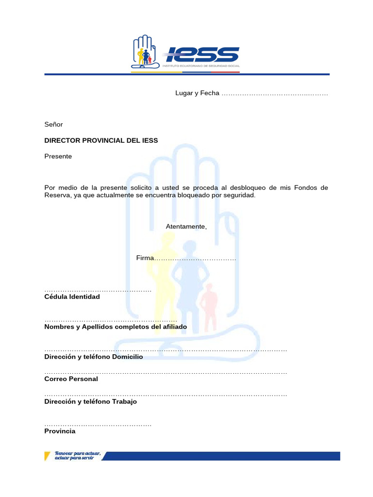 Solicitud de Desbloqueo de Fondos IESS | PDF