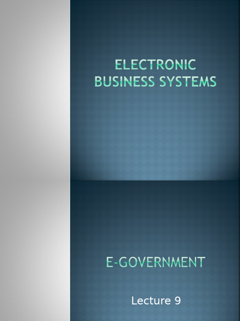 Lecture 9 | PDF | E Government | Governance