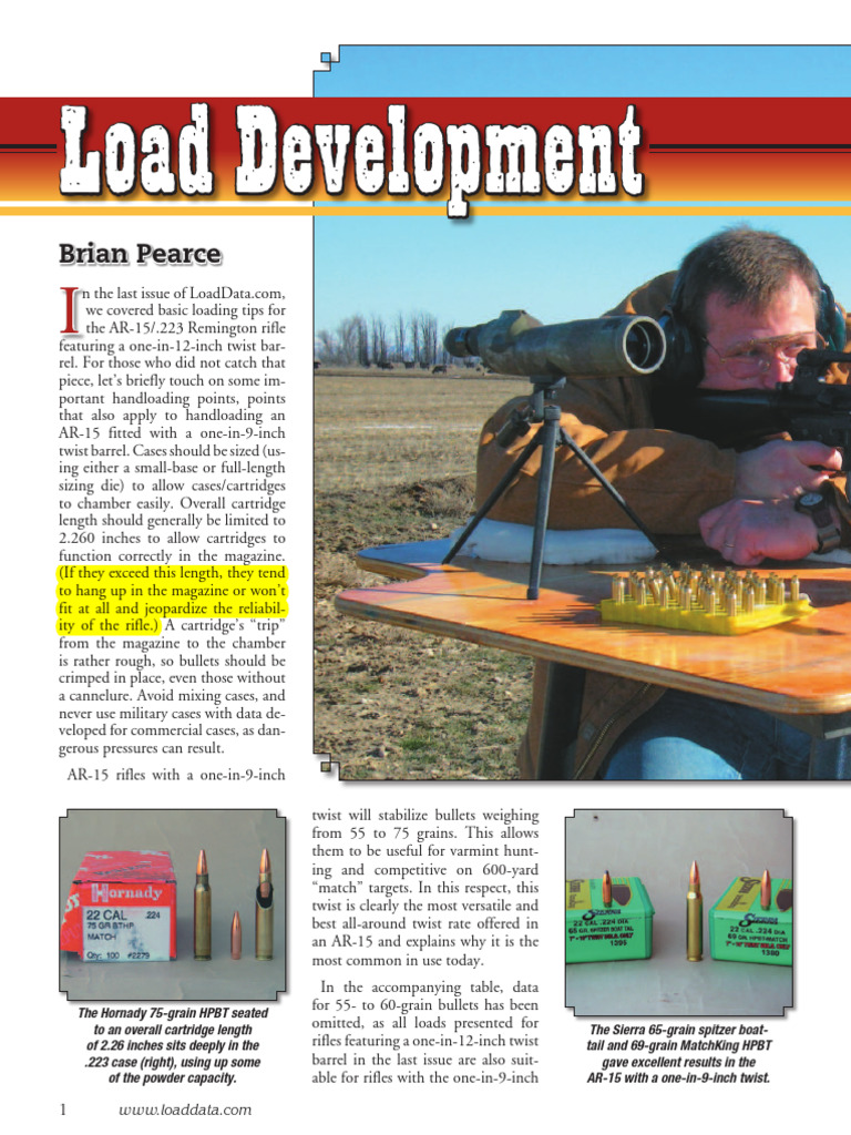 loaddata for AR15 1-9 twist | PDF | Bullet | Cartridge (Firearms)