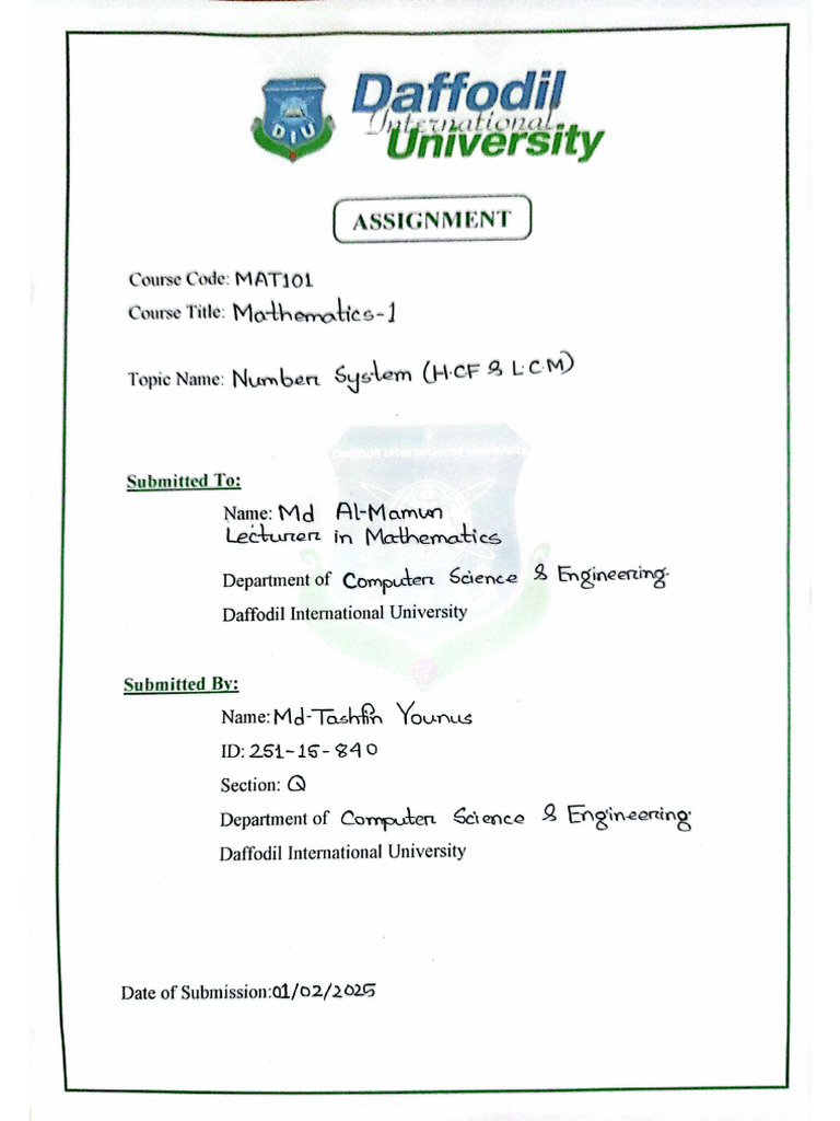 MAT101 Number System Assignment | PDF