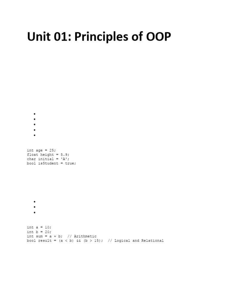 Object Oriented Programming | PDF | Data Type | Method (Computer Programming)
