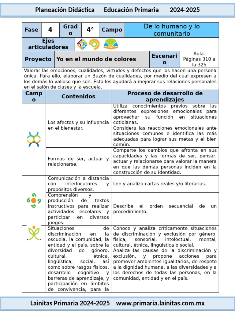 4to Grado Febrero - 04 Yo en El Mundo de Colores (2024-2025) | PDF ...