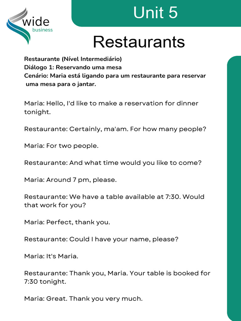 Unit 5 & 6 Explore English For Travel | PDF | Restaurants | Cooking