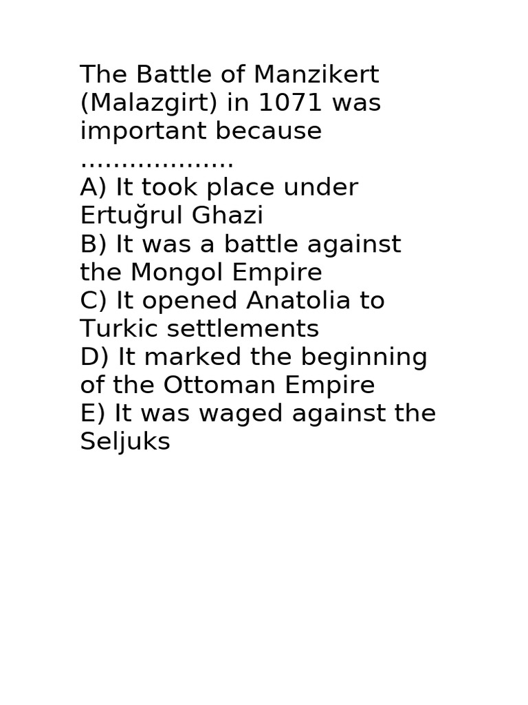 The Battle of Manzikert | PDF