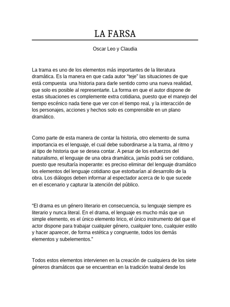 Significado y tipos de farsa | PDF