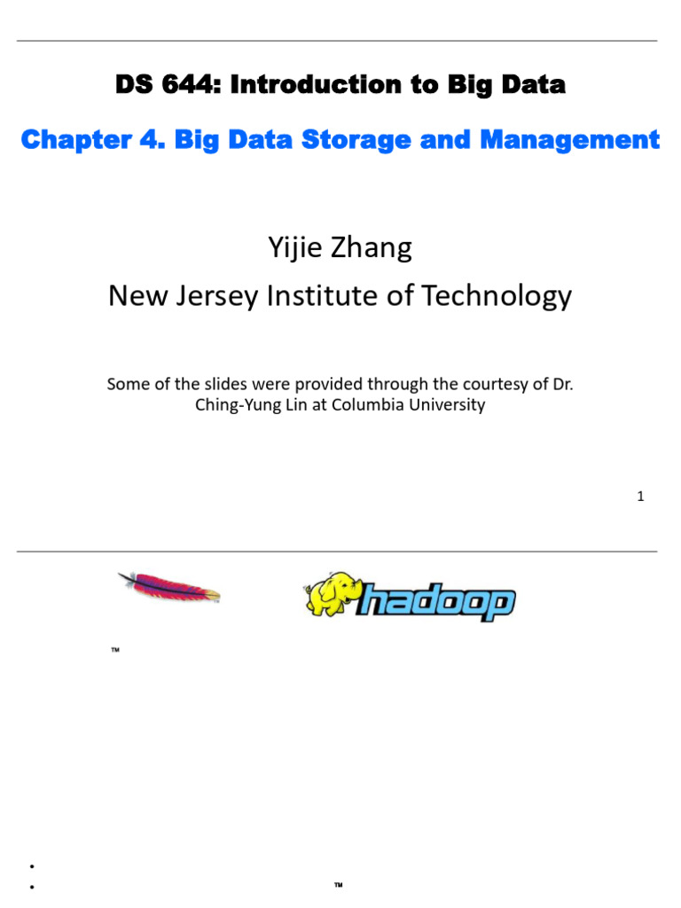 Chap4 BigDataStorageAndManagement | PDF | Apache Hadoop | Json