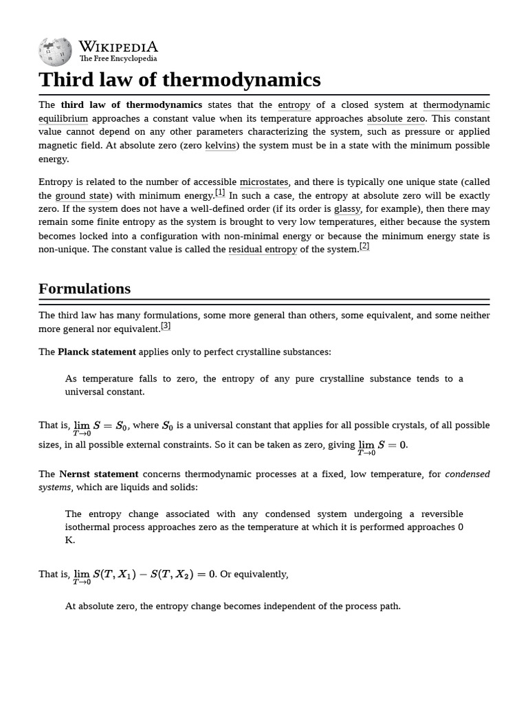 Third_law_of_thermodynamics | PDF | Entropy | Temperature Third_law_of_thermodynamics | PDF | Entropy | Temperature