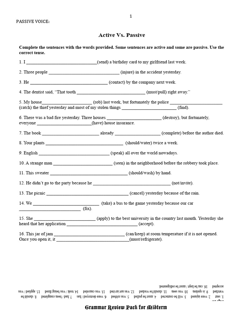 Passive Voice-Review With Key | PDF