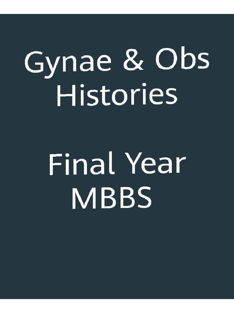 Gynae & Obs Histories | PDF