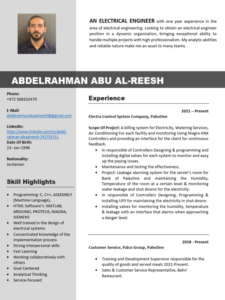 Abdelrahman Abu Al-Reesh Resume | PDF | Computing | Computer Engineering