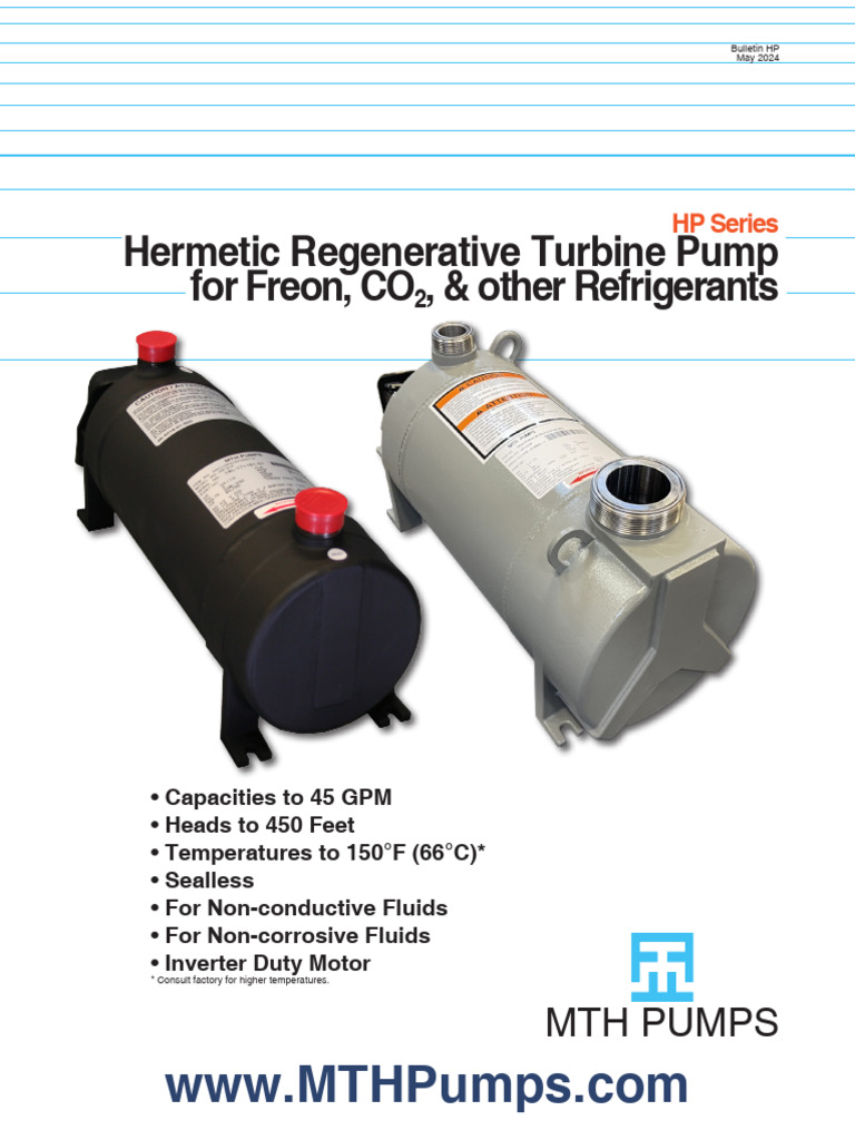 REFRIGERANT PUMPMPS MTH HP Bulletin | PDF | Pump | Mechanical Engineering