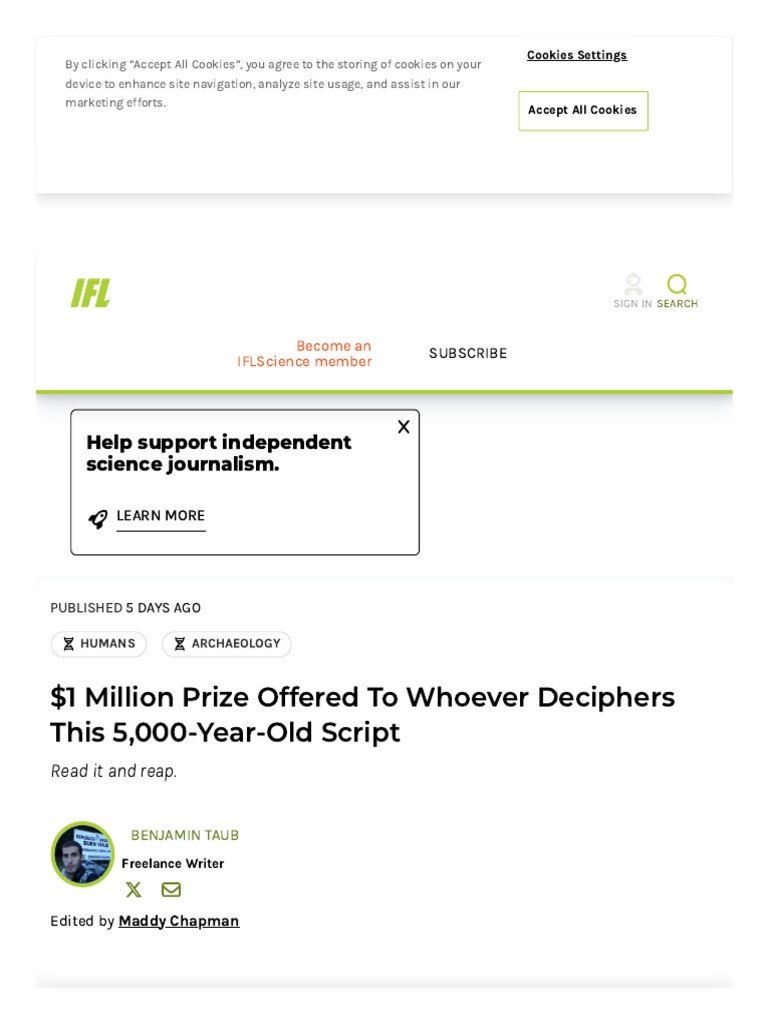 $1 Million Prize Offered To Whoever Deciphers This 5,000-Year-Old ...