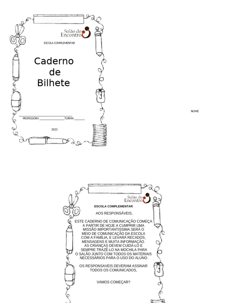 Caderno de Bilhete | PDF