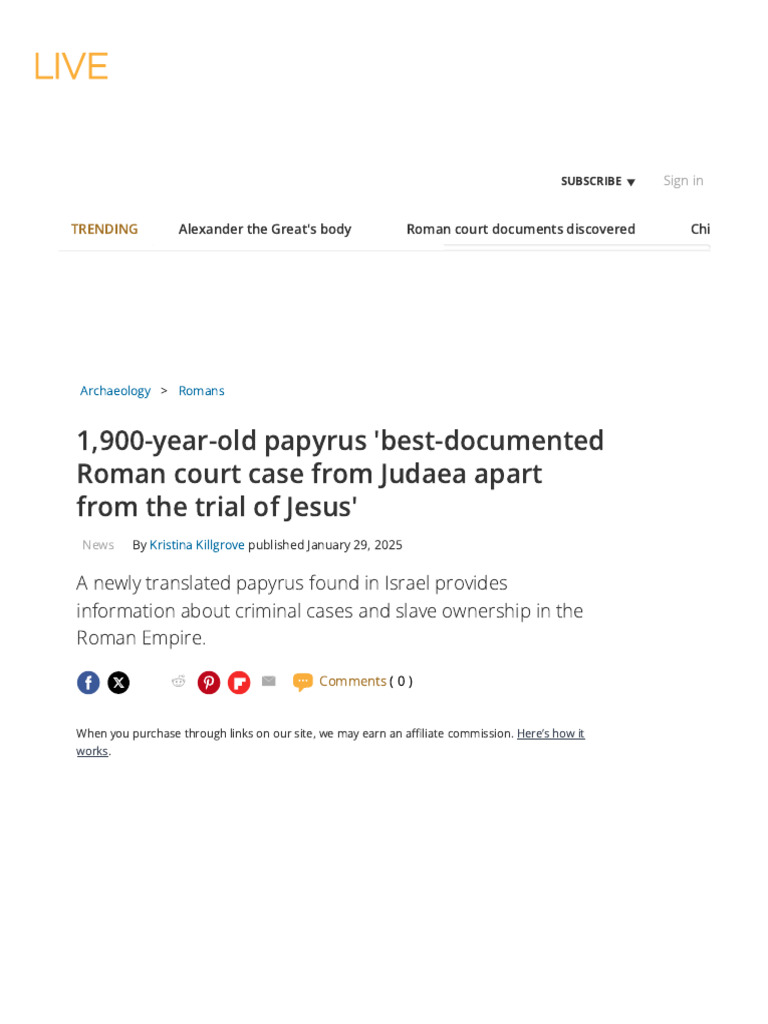 1,900-Year-Old Roman Court Papyrus | PDF | Roman Empire | Dead Sea Scrolls