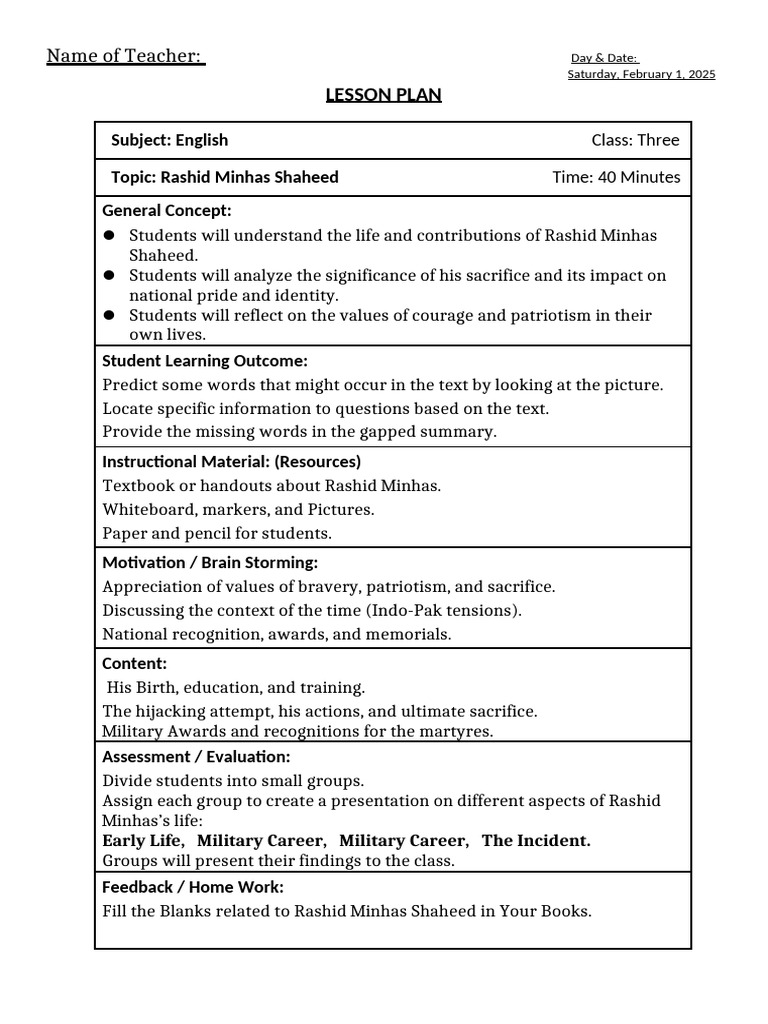 Lesson Plan | PDF