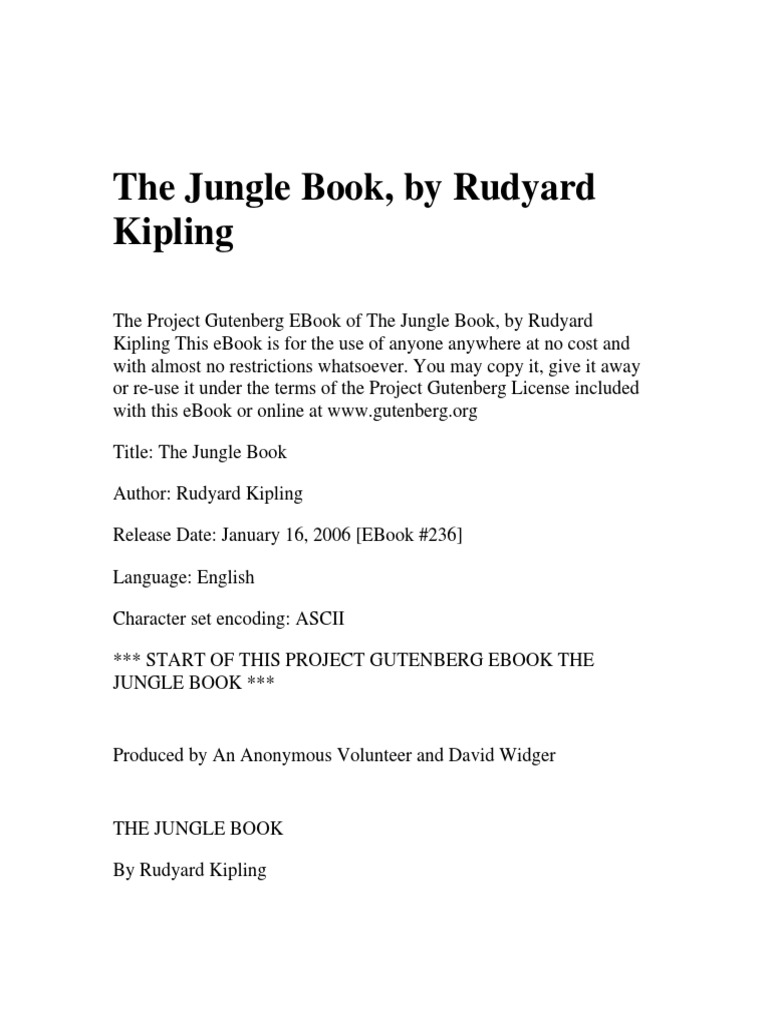 The Jungle Book, by Rudyard Kipling | PDF | Bagheera | Baloo