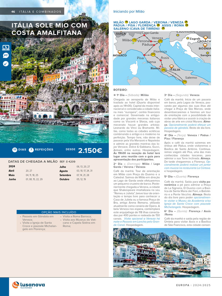 Itália Sole Mio Com Costa Amalfitana | PDF | Veneza | Milão