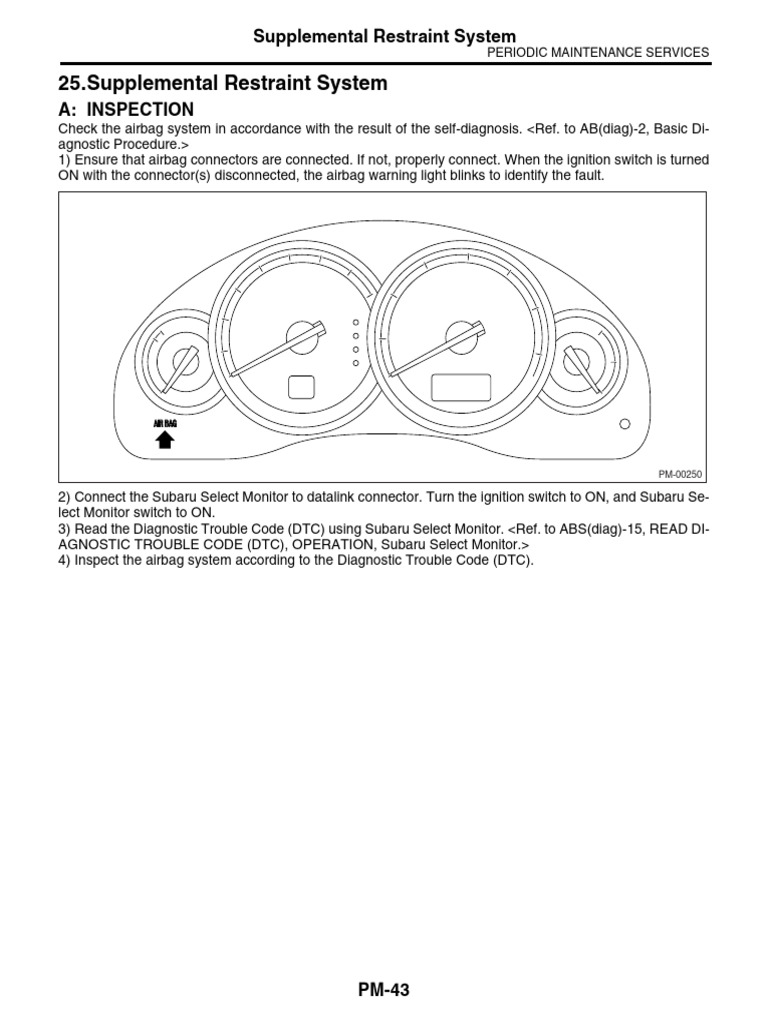 Subaru B1407 Airbag System Inspection | PDF