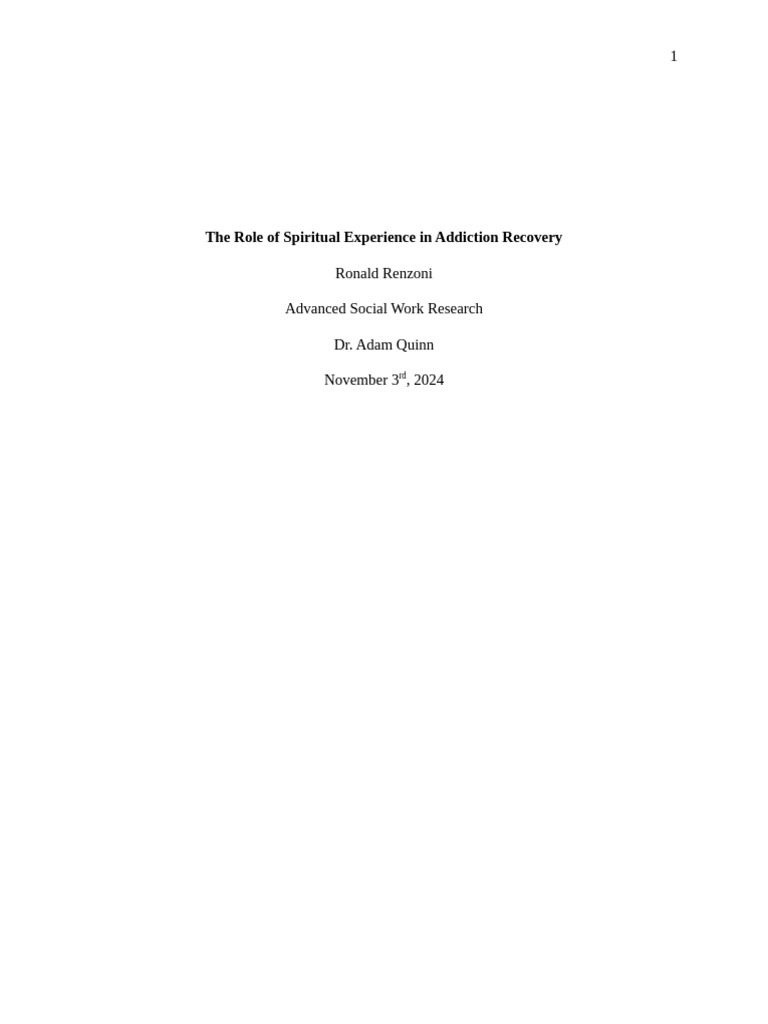 111 - The Role of Spiritual Experience in Addiction Recovery | PDF ...
