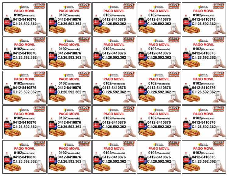 Volantes Pago Movil Carje Fast Food | PDF