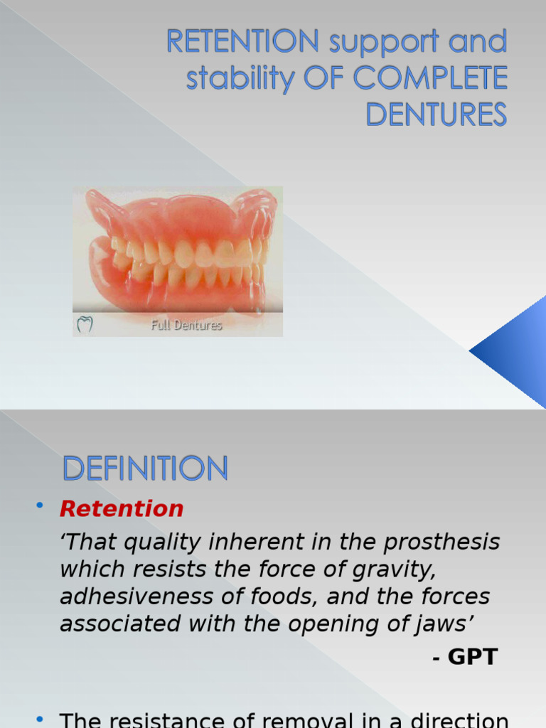 Retention Support Stability | PDF | Dentures | Tongue