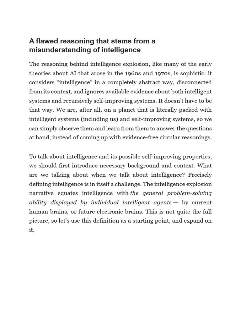 The implausibility of intelligence explosion (1) | PDF | Intelligence ...