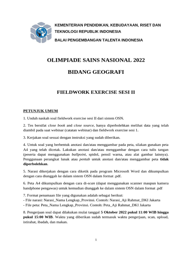 3_NS OSN Bidang Geografi 2022 - FWE II | PDF