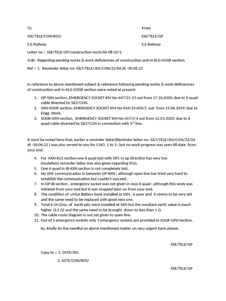 letter to construction | PDF