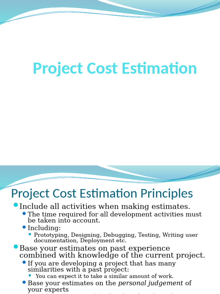 Project Cost Estimation Techniques Guide | PDF | Scope (Computer ...