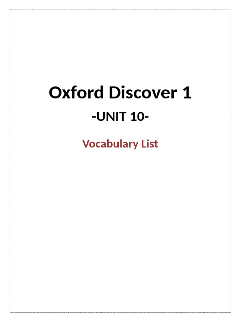 Vocabulary-List_L1_U10 | PDF | Verb | Adjective