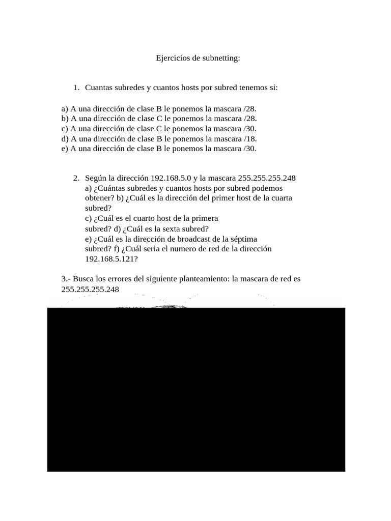 Ejercicios de Subnetting Avanzado | PDF