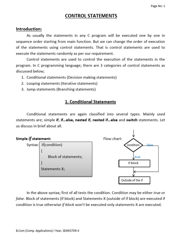 Prog. With C & C++ (Unit-II) - 1 | PDF | Control Flow | Computer Engineering