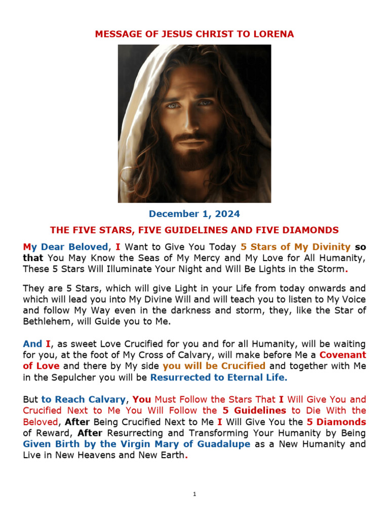 December 1st 2024 Message From Jesus Christ To Lorena Letter | PDF ...