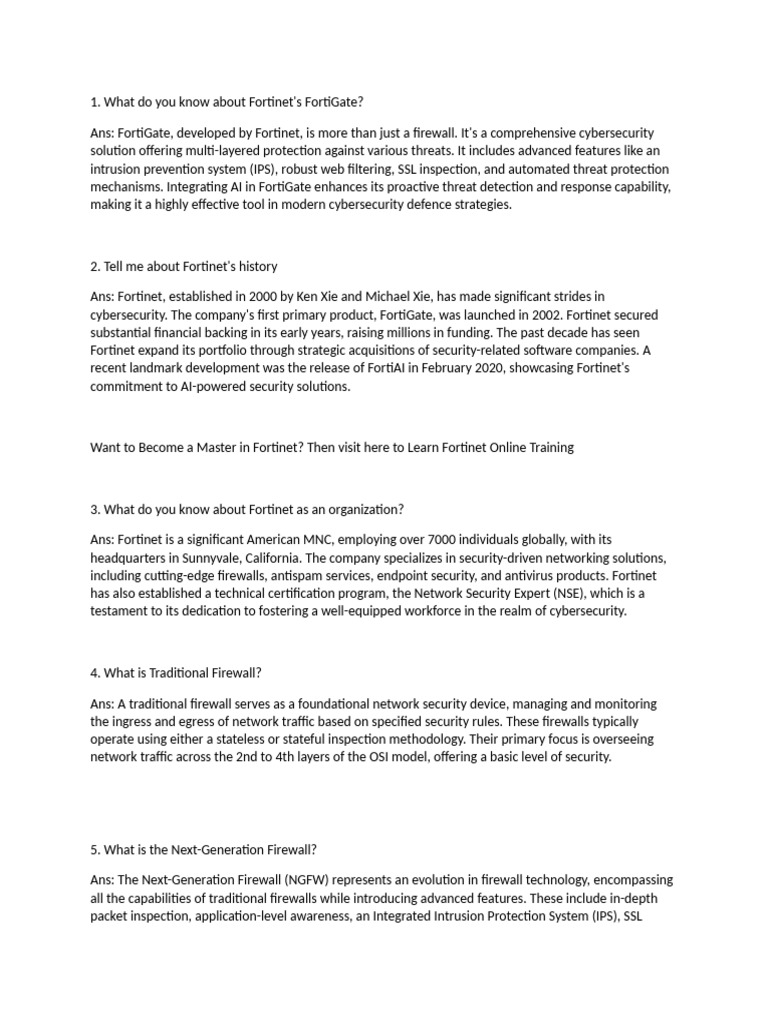 Fortinet Interview Questions | PDF | Security | Computer Security