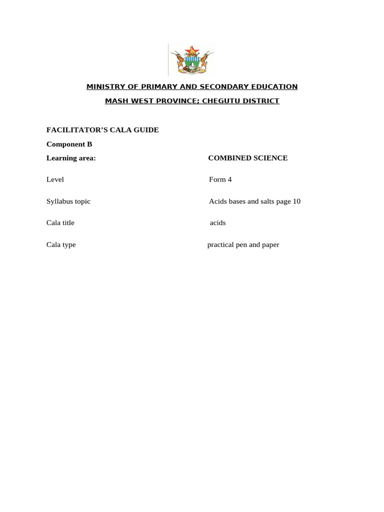 Combined Science Cala Component B | PDF | Learning | Cognition