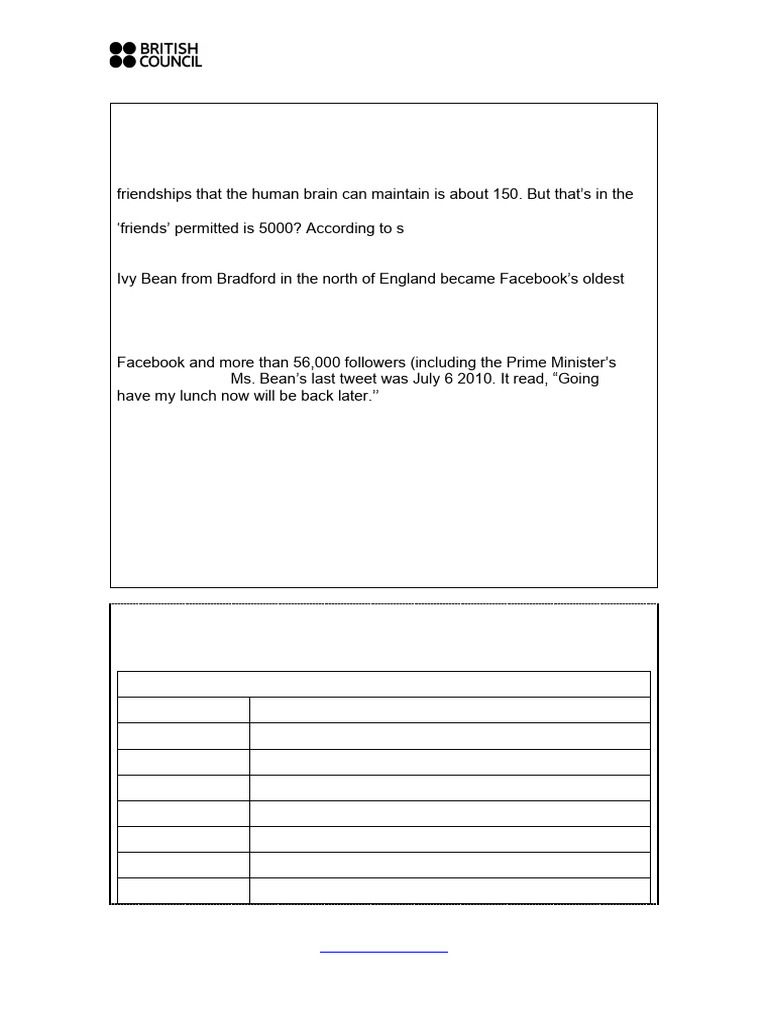 Social Media Worksheets | PDF