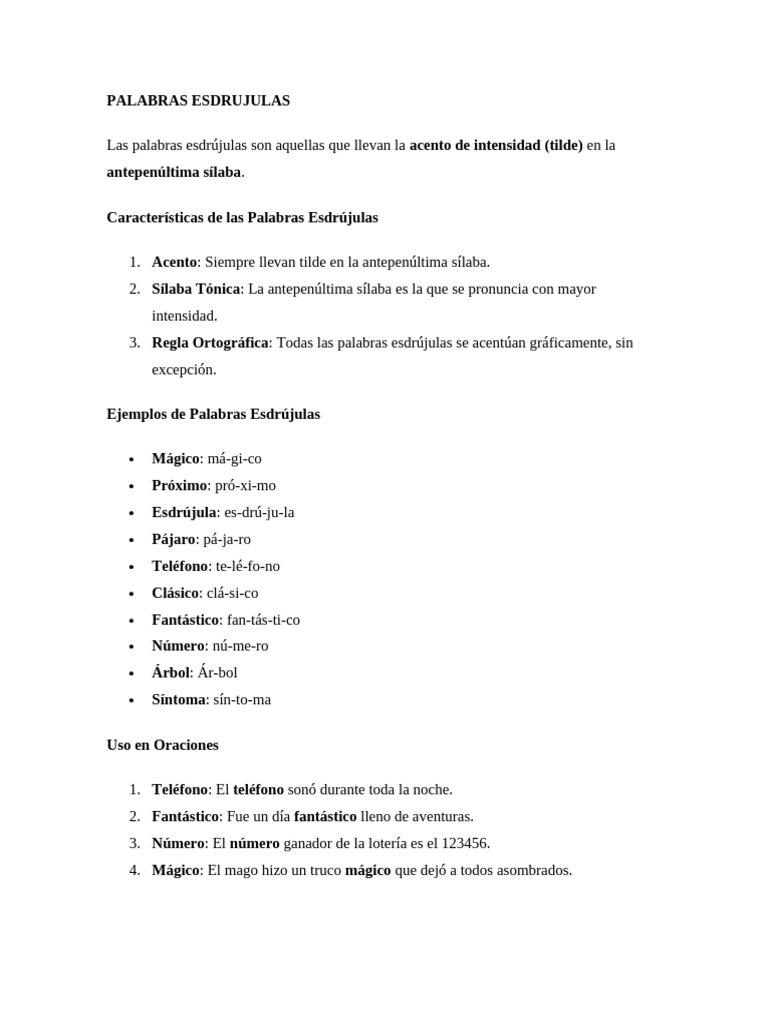 Tipos de Palabras y Acentuación en Español | PDF | Palabra | Sílaba