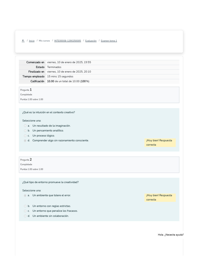 Examen Tema 1 - Innovación y Creatividad - Revisión Del Intento | PDF | Creatividad | Pensamiento