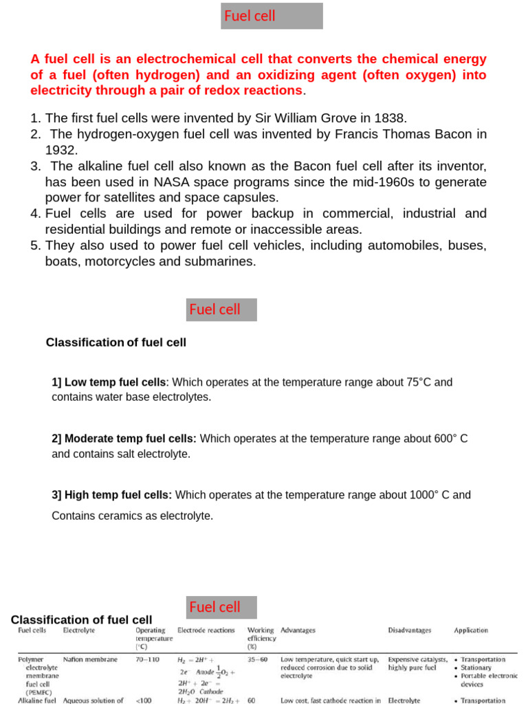 Fuel Cell Presentation | PDF | Fuel Cell | Rechargeable Battery
