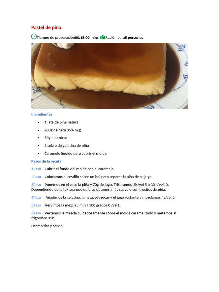 Receta de Pastel de Piña Fácil | PDF