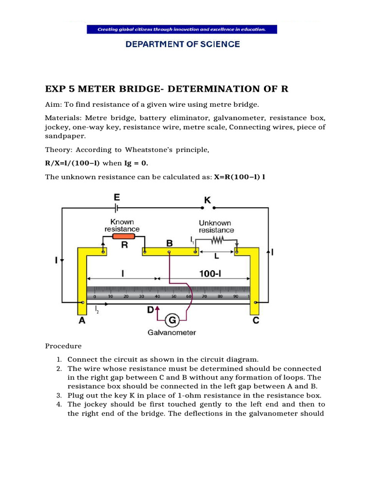 Meter Bridge Resistance Experiment | PDF