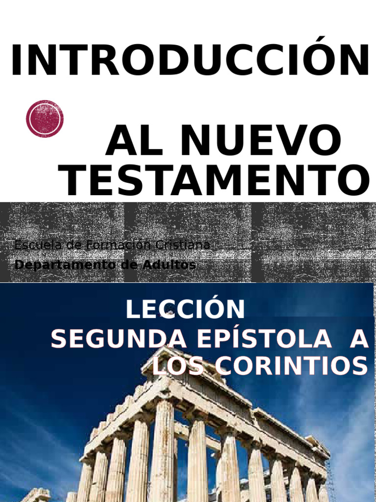 INTRODUCCION AL NT Leccion Corintios Segunda | PDF | Primera epístola a los corintios | Cristo ...