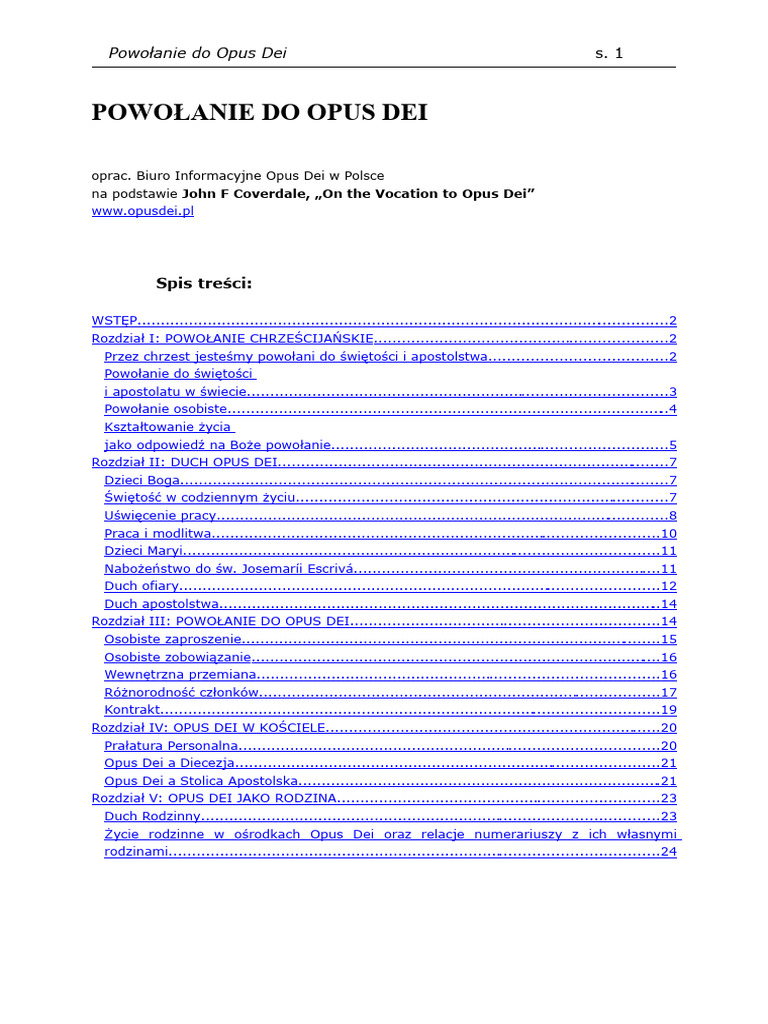 Powołanie Opus Dei | PDF