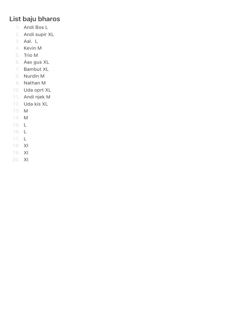 List Baju Bharos | PDF