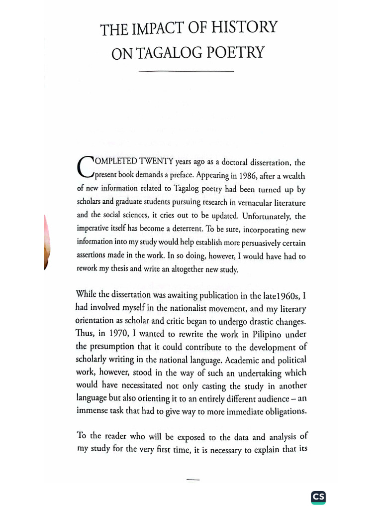 Lumbera Bienvenido - The Impact of History On Tagalog Poetry | PDF