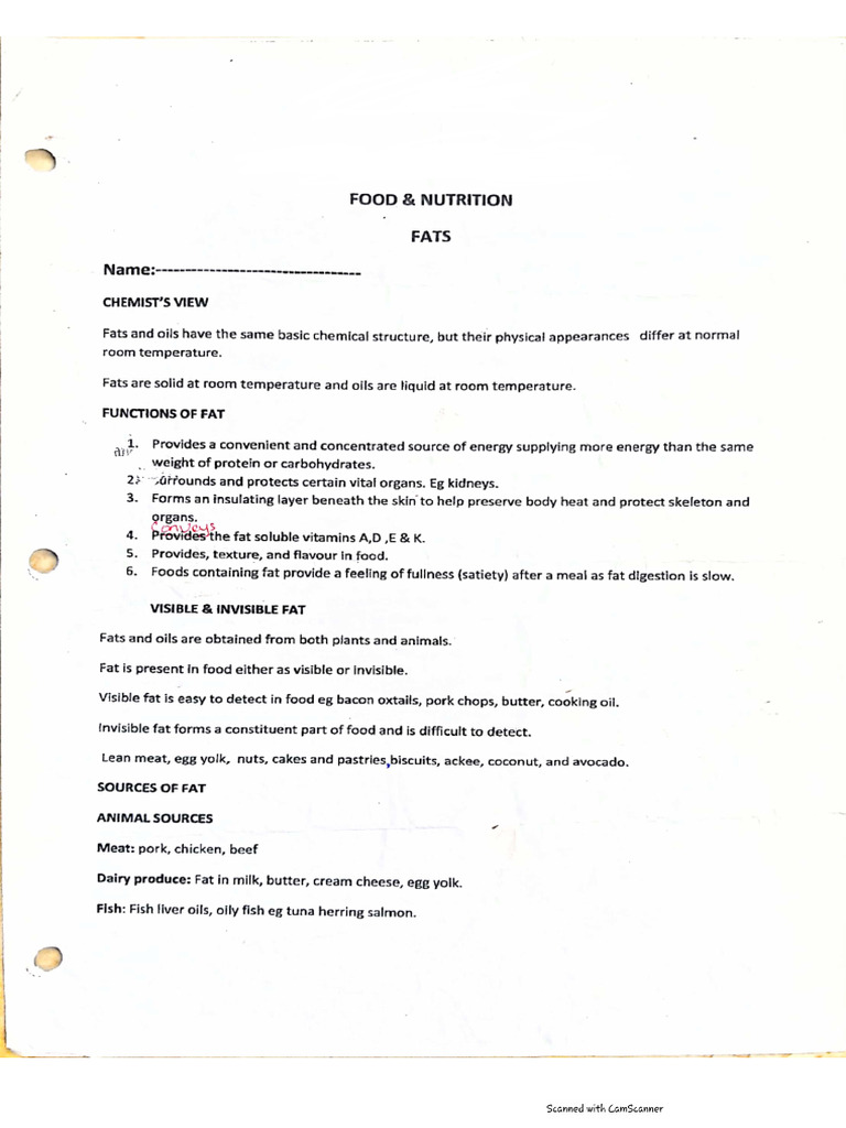 Fats Handout | PDF