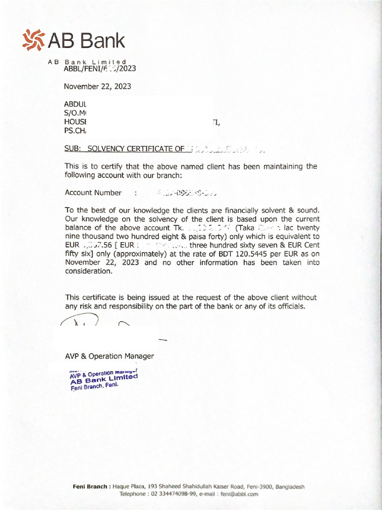 Bank Certificate | PDF