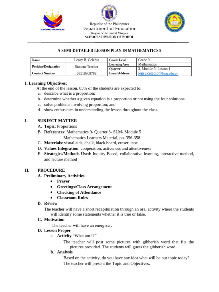 Lensy - LP1 Proportion Module 5 | PDF | Learning | Mathematics
