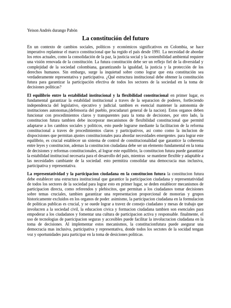 Yeison Andrés Durango Pabón. | PDF | Constitución | Participación pública